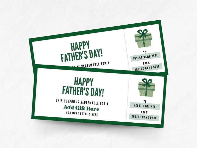 Editable Father's Day Gift Certificate Template, Custom Father's Day ...