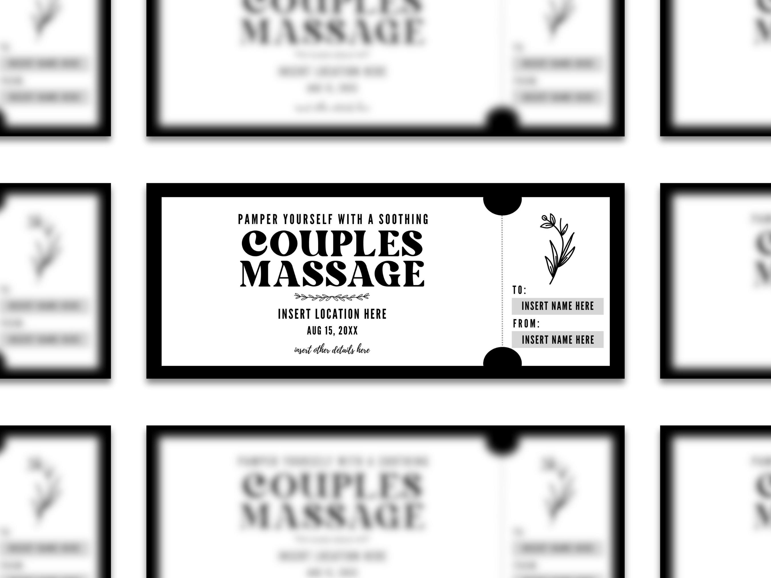Editable Couples Massage Gift Certificate Template, Printable Couples ...