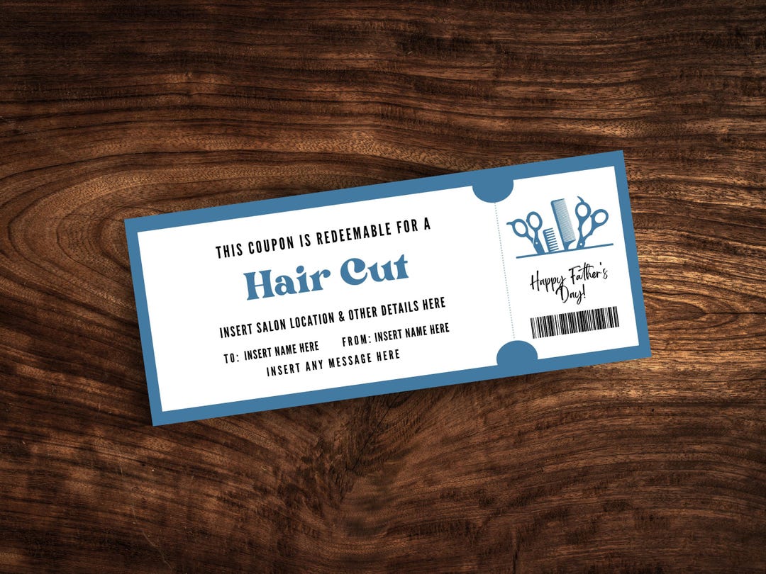 Editable Hair Cut Coupon, Printable Haircut Gift Certificate, Custom ...