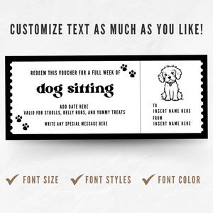 Editable Dog Sitting Coupon Template, Custom Dog Watching Ticket ...