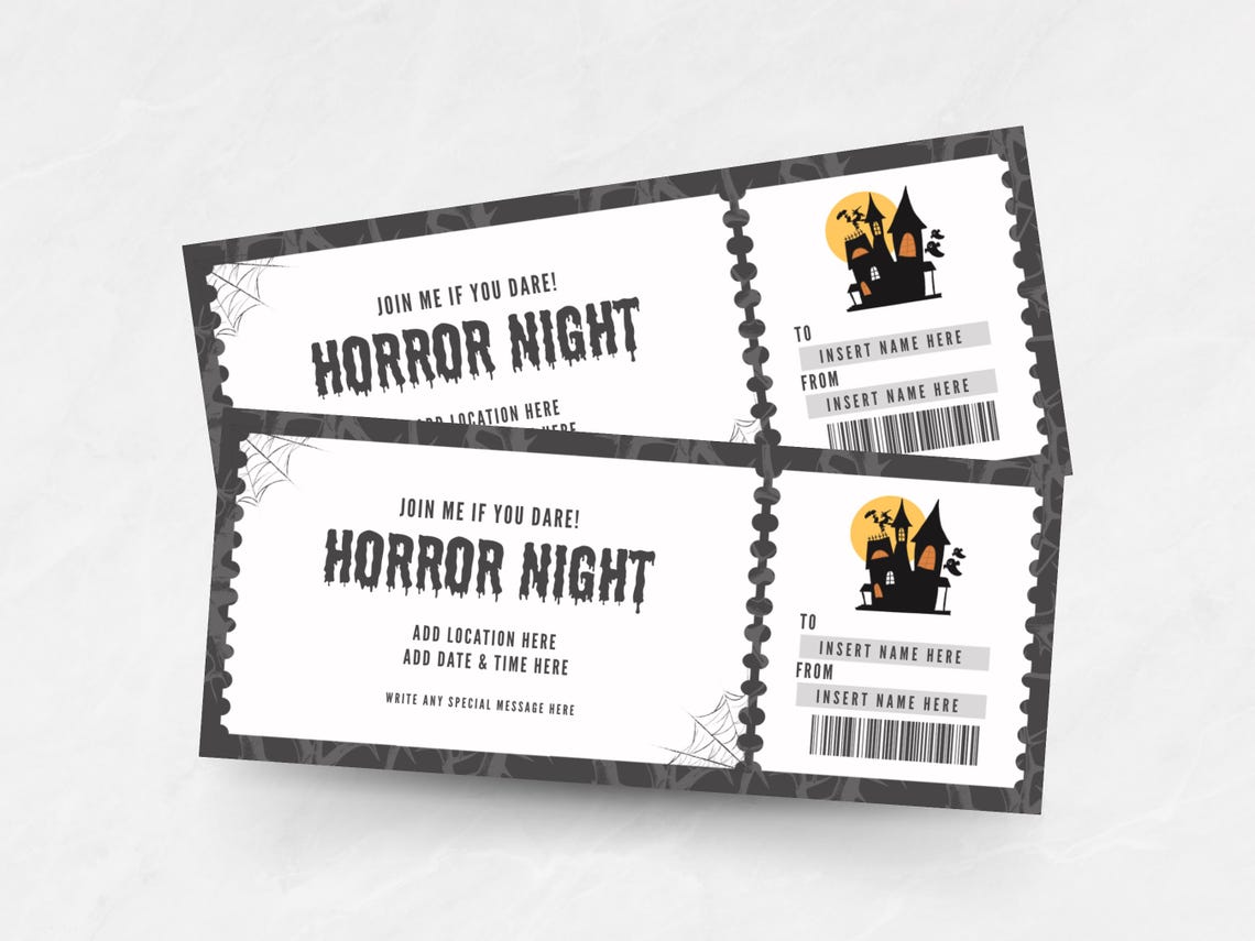 Editable Horror Night Coupon, Custom Spooky Adventure Ticket Template ...