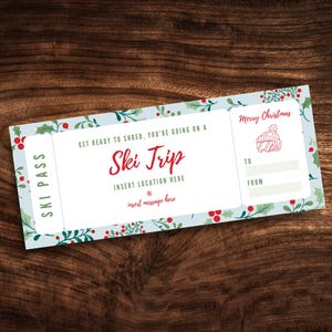 Editable Ski Lift Ticket Template, Custom Christmas Ski Trip Coupon ...