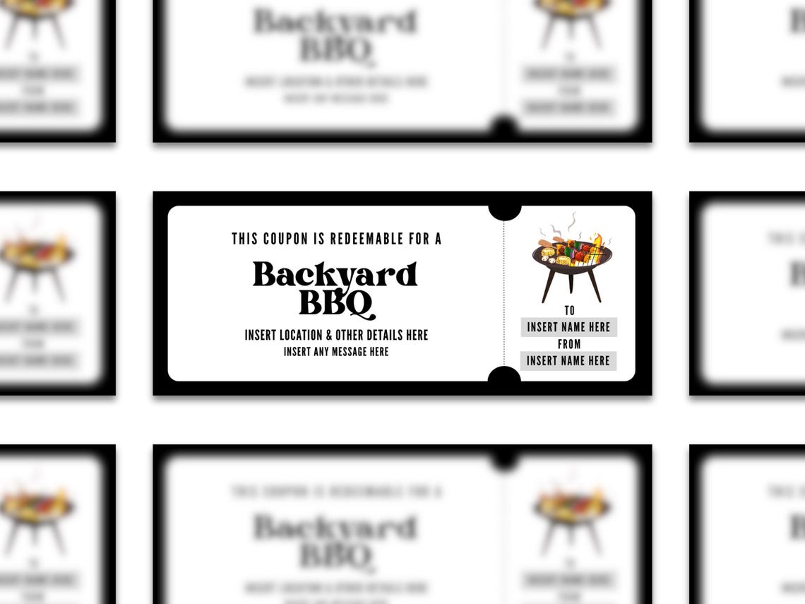 Editable Backyard BBQ Ticket Template, Printable Outdoor Barbeque ...