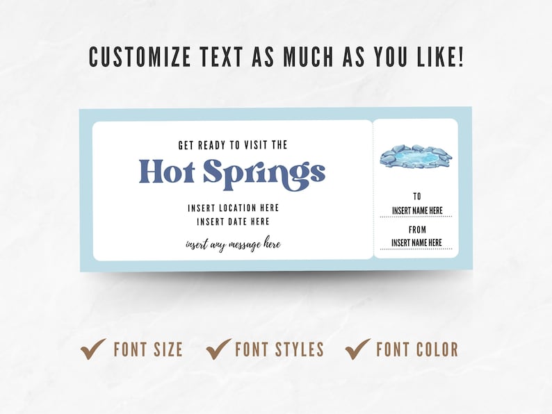 Editable Hot Springs Coupon, Printable Hot Springs Spa Ticket Voucher ...