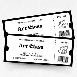 Printable Art Class Coupon, Editable Craft Class Ticket Template ...