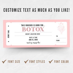 Editable Botox Coupon Template, Custom Botox Ticket Gift Certificate ...
