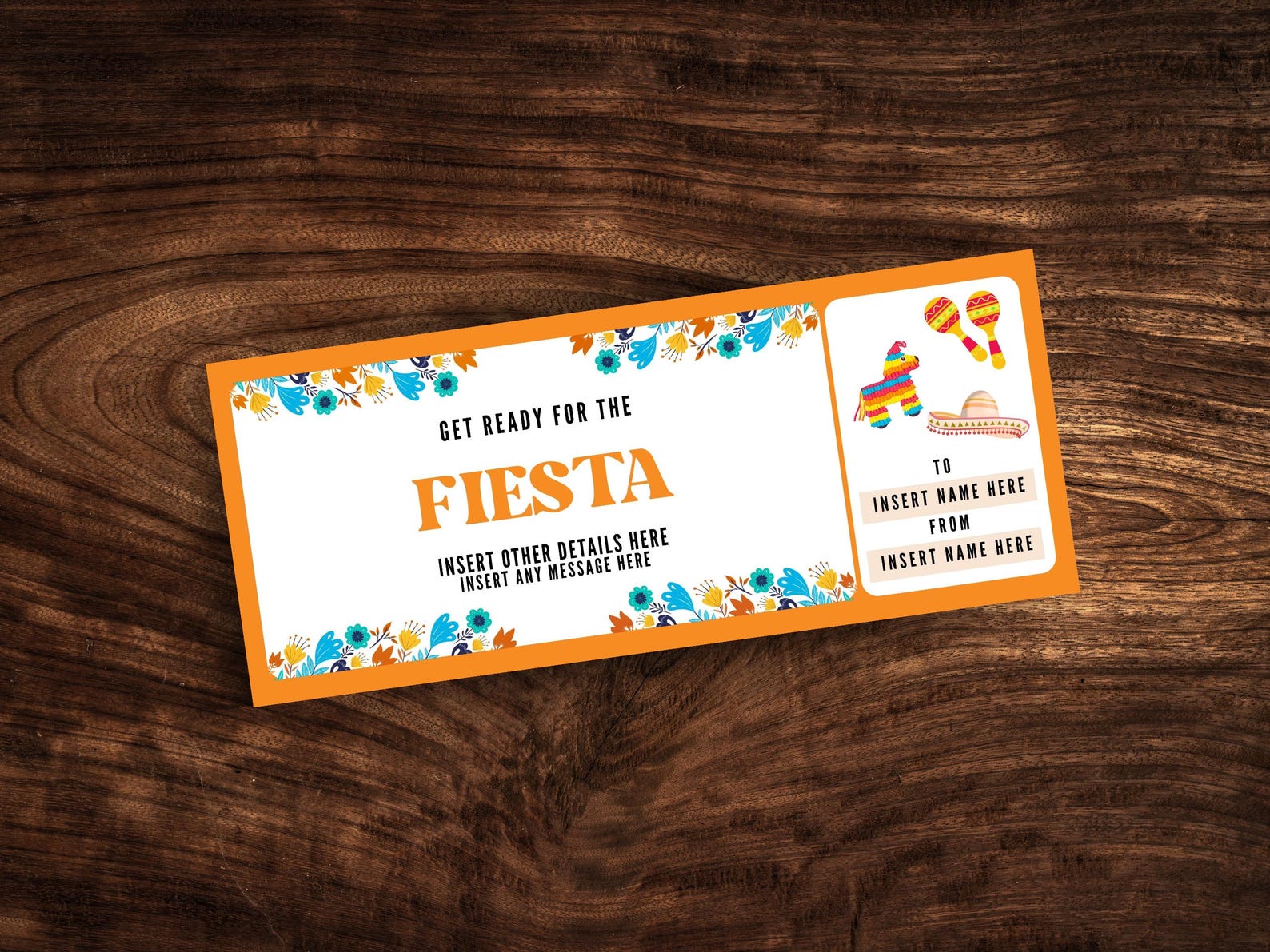 Editable Fiesta Ticket Template, Custom Cinco De Mayo Party Coupon ...