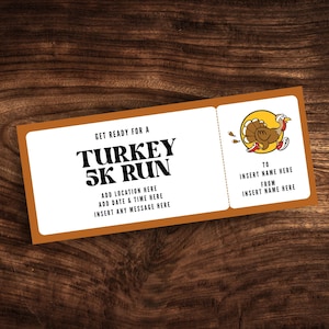 Editable Turkey 5k Run Ticket Template, Custom Thanksgiving 5k Race ...