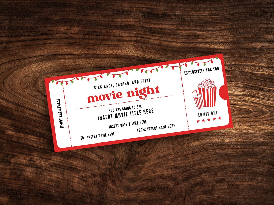 Editable Christmas Movie Night Coupon, Custom Holiday Movie Voucher ...
