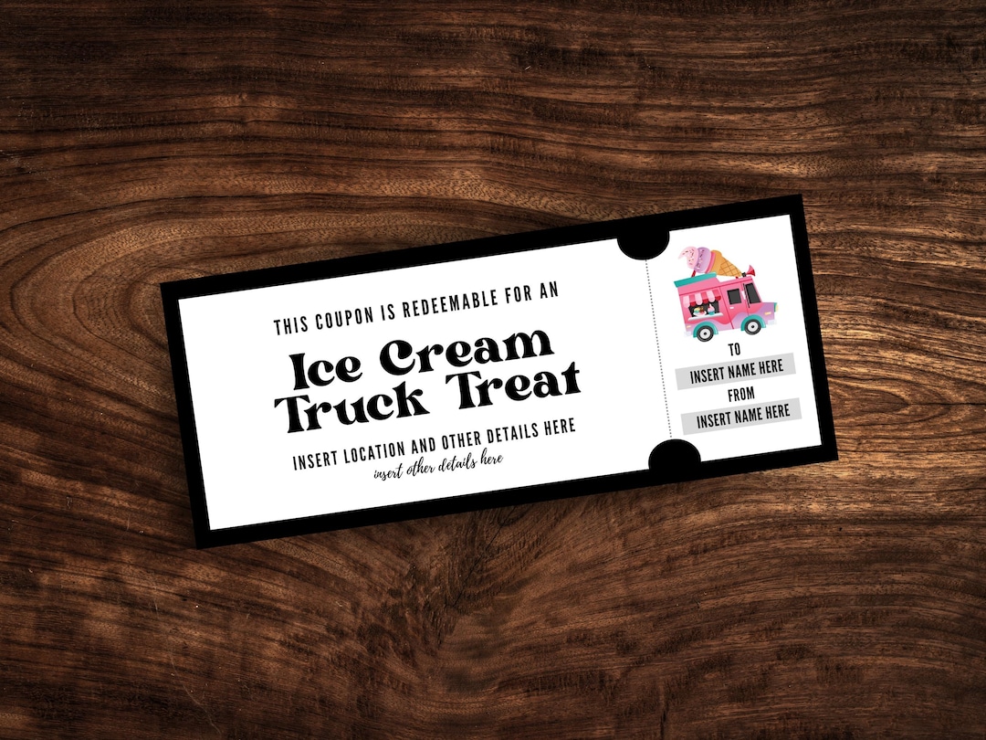 Editable Ice Cream Truck Coupon, Custom Ice Cream Truck Date Gift ...