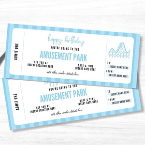 Custom Amusement Park Ticket Template, Editable Amusement Park Visit ...