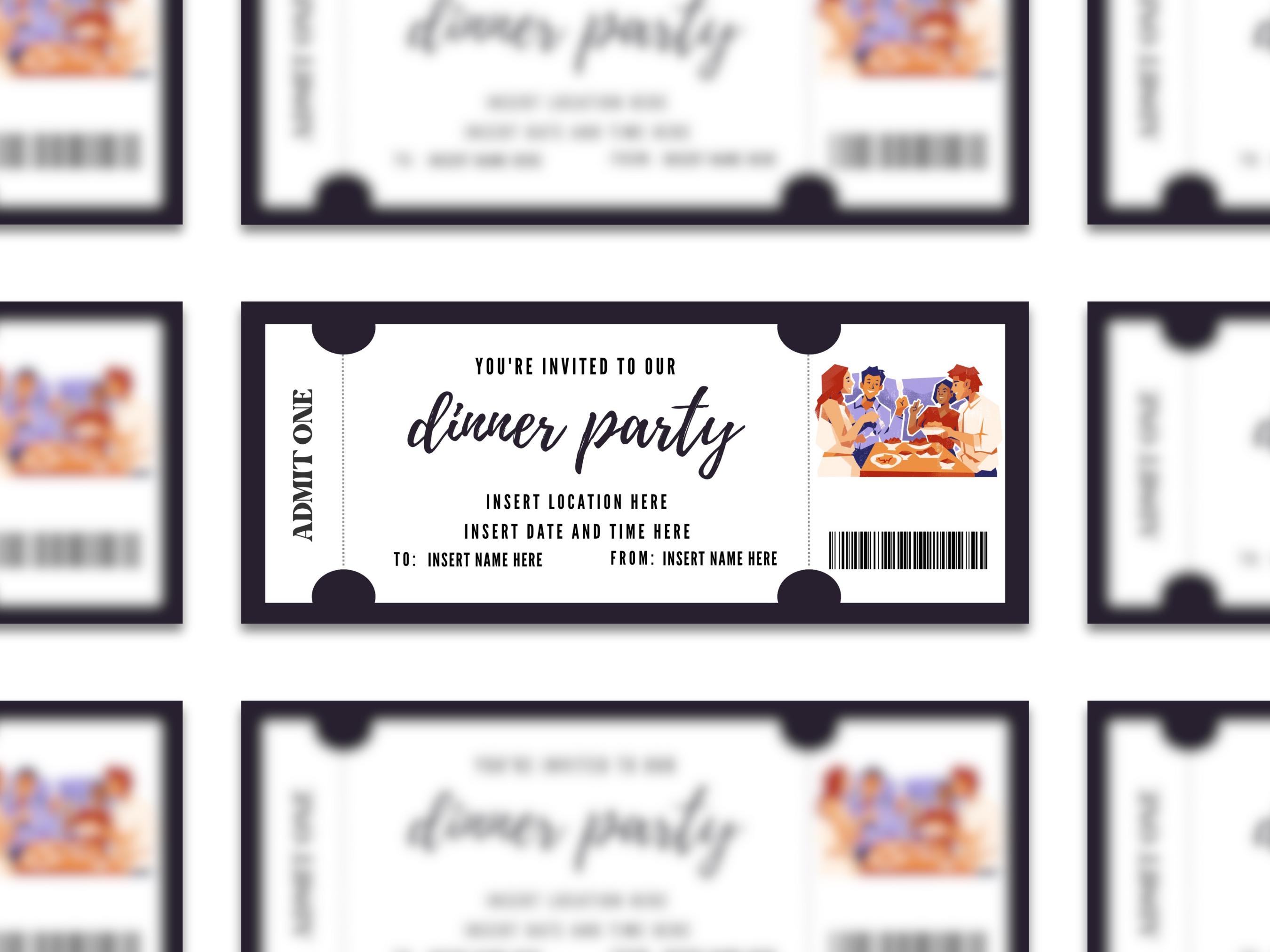 Custom Dinner Party Coupon, Printable Surprise Dinner Party Invitation ...