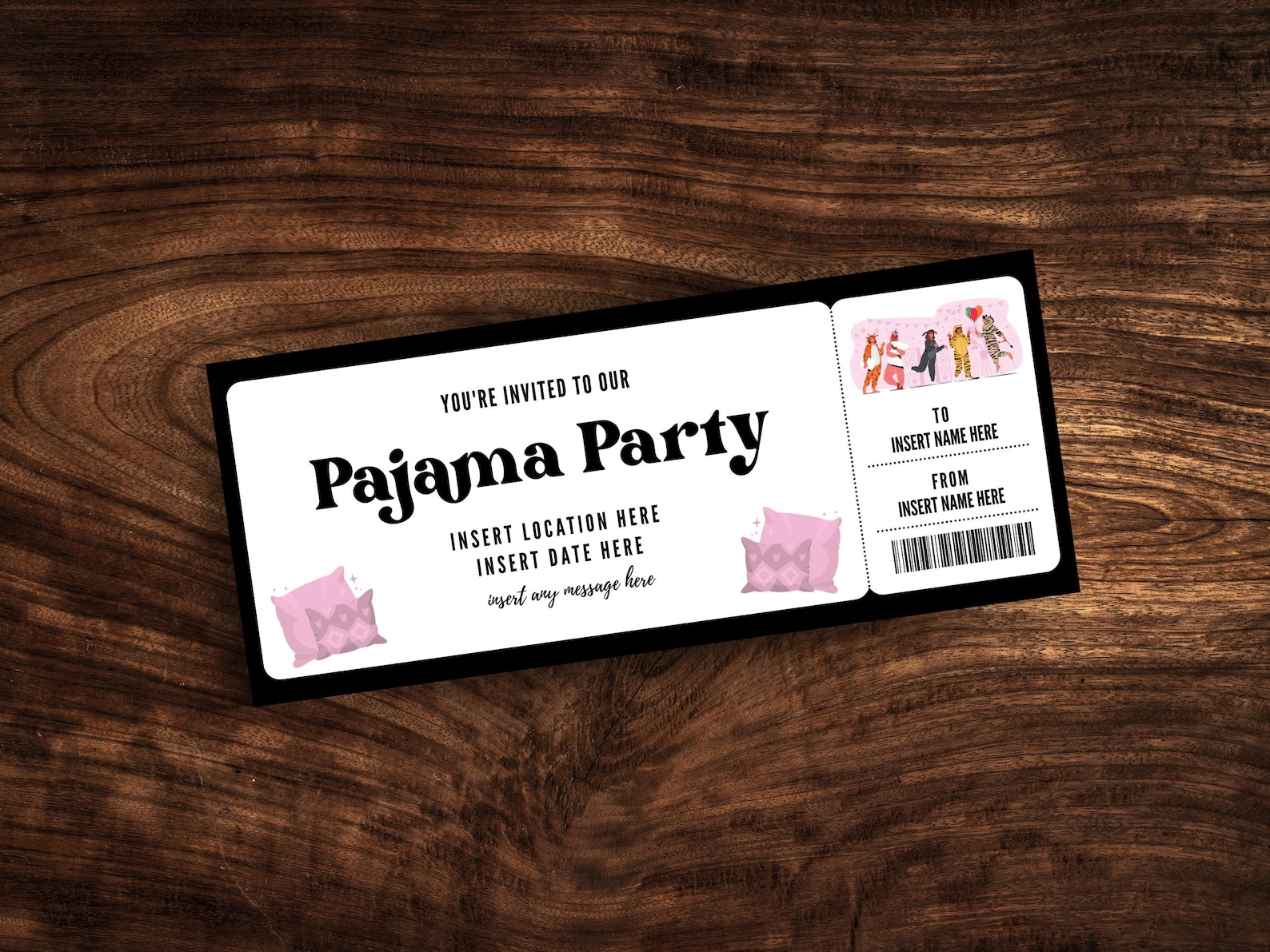 Editable Pajama Party Coupon Template, Custom PJ Party Sleepover ...
