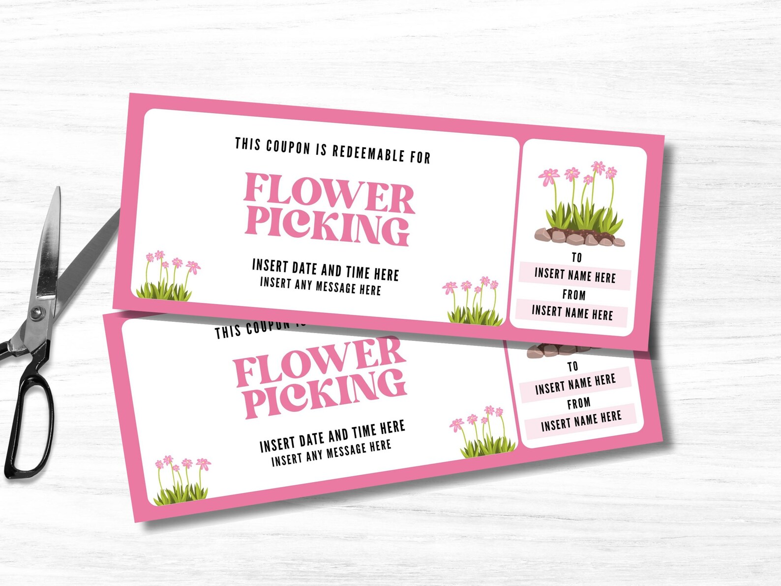 Custom Flower Picking Ticket Template, Printable Garden Coupon ...
