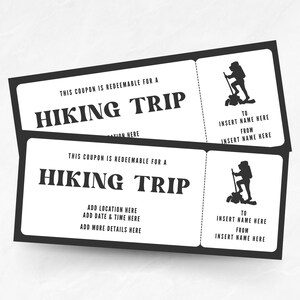 Editable Hiking Trip Coupon, Custom Wilderness Hike Gift Certificate ...