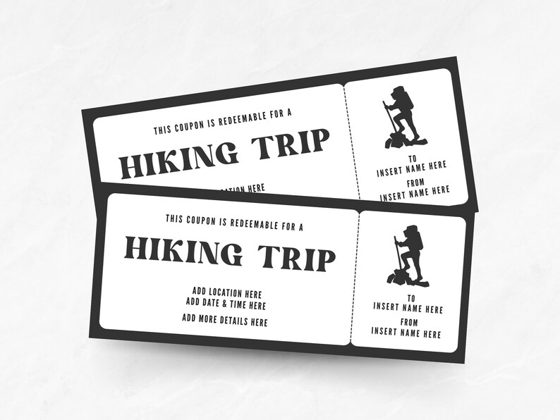 Editable Hiking Trip Coupon, Custom Wilderness Hike Gift Certificate ...