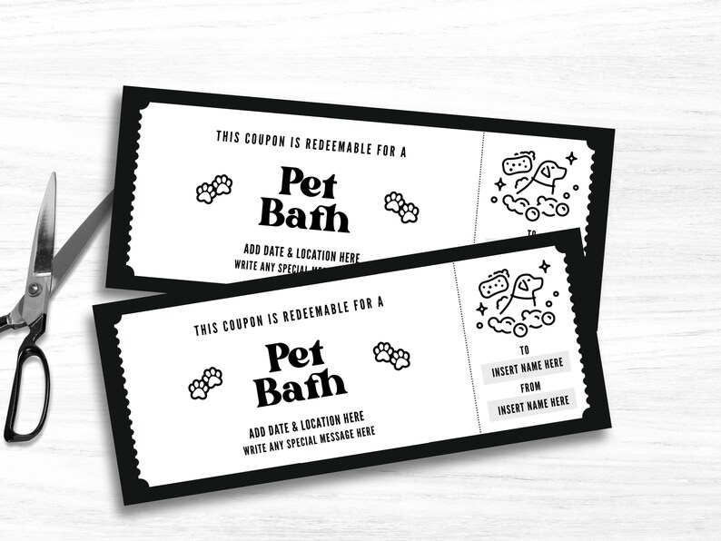 Editable Pet Bath Coupon Template, Custom Dog Washing Ticket Template ...