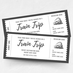 Editable Train Ticket Template, Custom Train Trip Coupon, Personalized ...