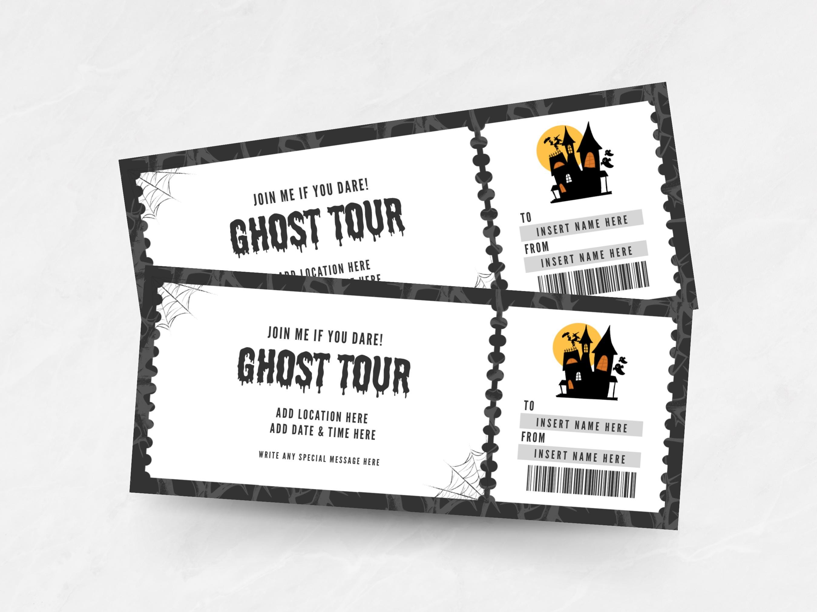 Editable Ghost Tour Coupon, Custom Spooky Ghost Tour Ticket Template ...