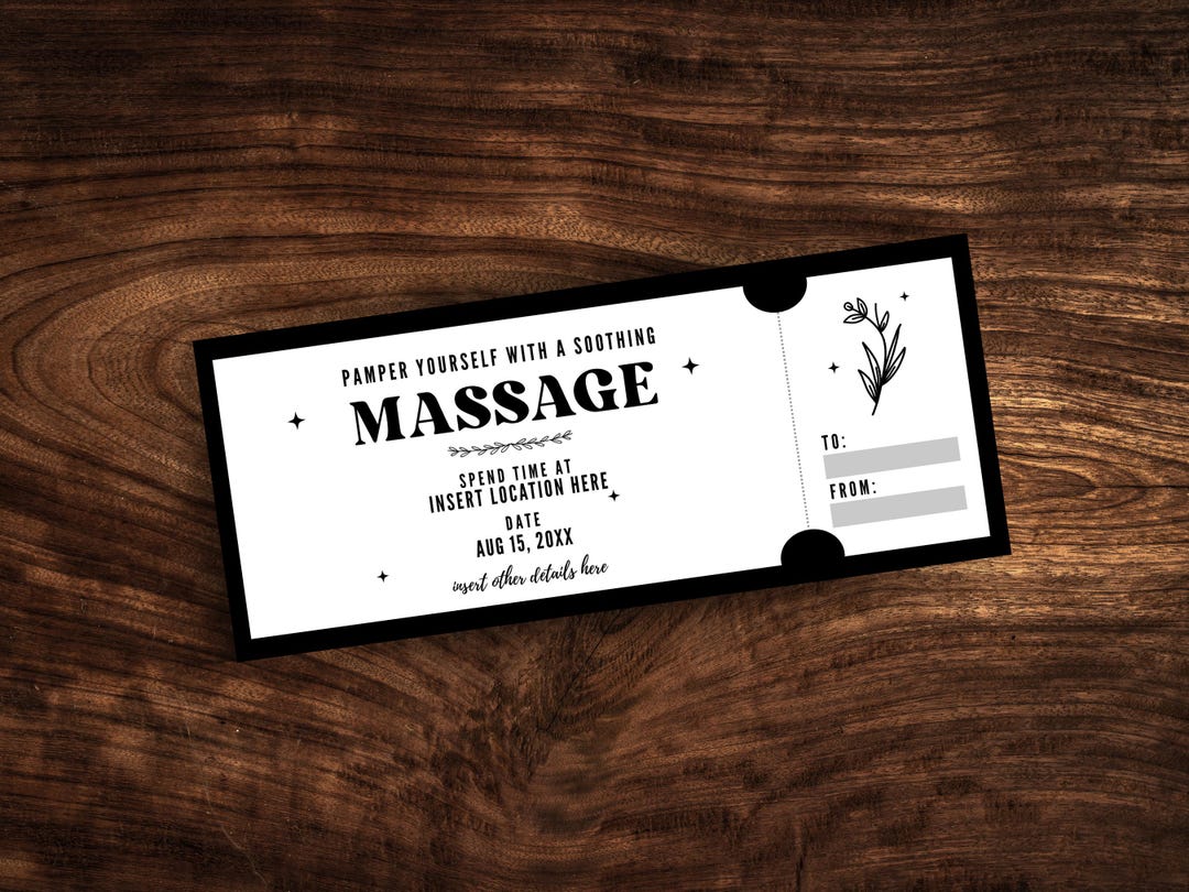 Editable Massage Gift Certificate Template, Printable Massage Coupon ...