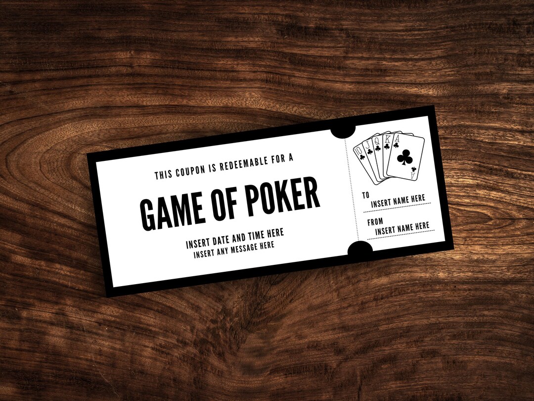Editable Game of Poker Coupon, Custom Round of Poker Ticket Template ...