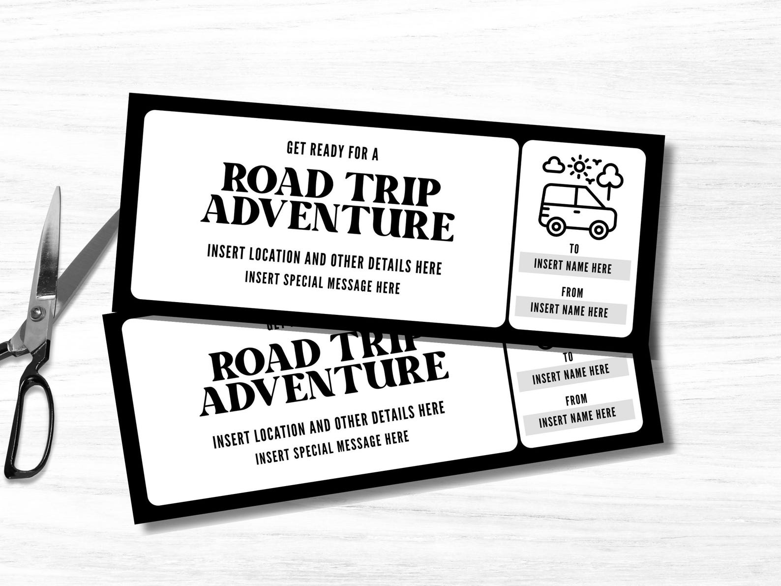 Editable Road Trip Adventure Coupon Template, Custom Scenic Road Trip ...