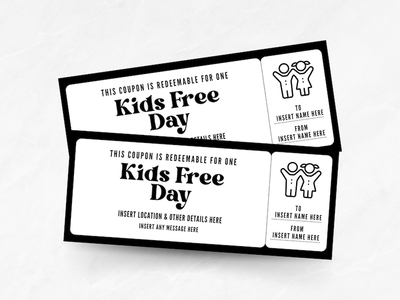 Editable Kids Free Coupon Template, Custom Babysitting Ticket Template ...