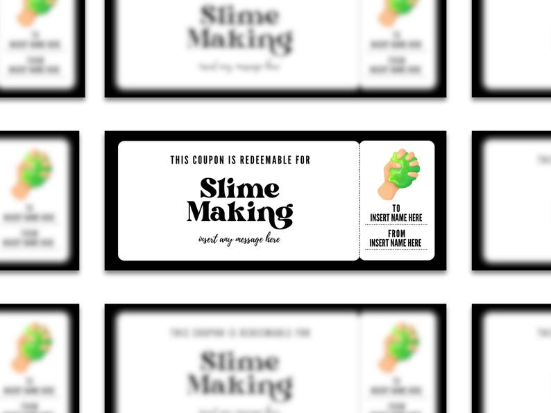 Custom DIY Slime Making Ticket Template, Editable DIY Slime Coupon ...