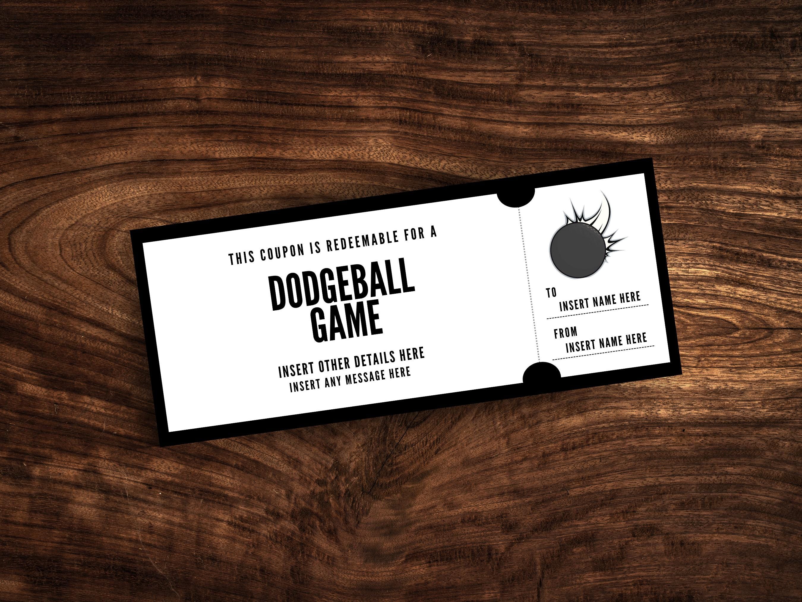 Custom Dodgeball Game Ticket Template, Editable Dodgeball Coupon ...