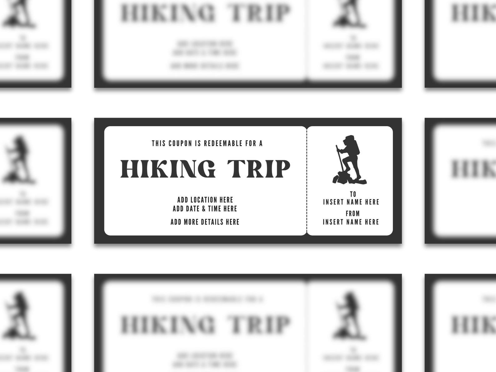 Editable Hiking Trip Coupon, Custom Wilderness Hike Gift Certificate ...
