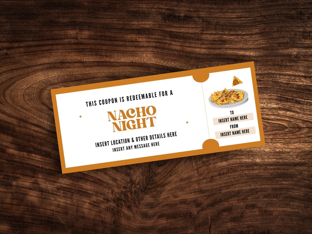 Editable Nacho Night Coupon, Printable Nacho Bar Invitation Template ...