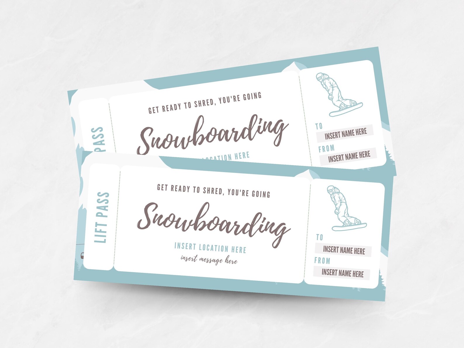 Editable Snowboarding Lift Ticket Template, Custom Snowboarding Trip ...