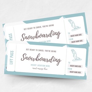 Editable Snowboarding Lift Ticket Template, Custom Snowboarding Trip ...