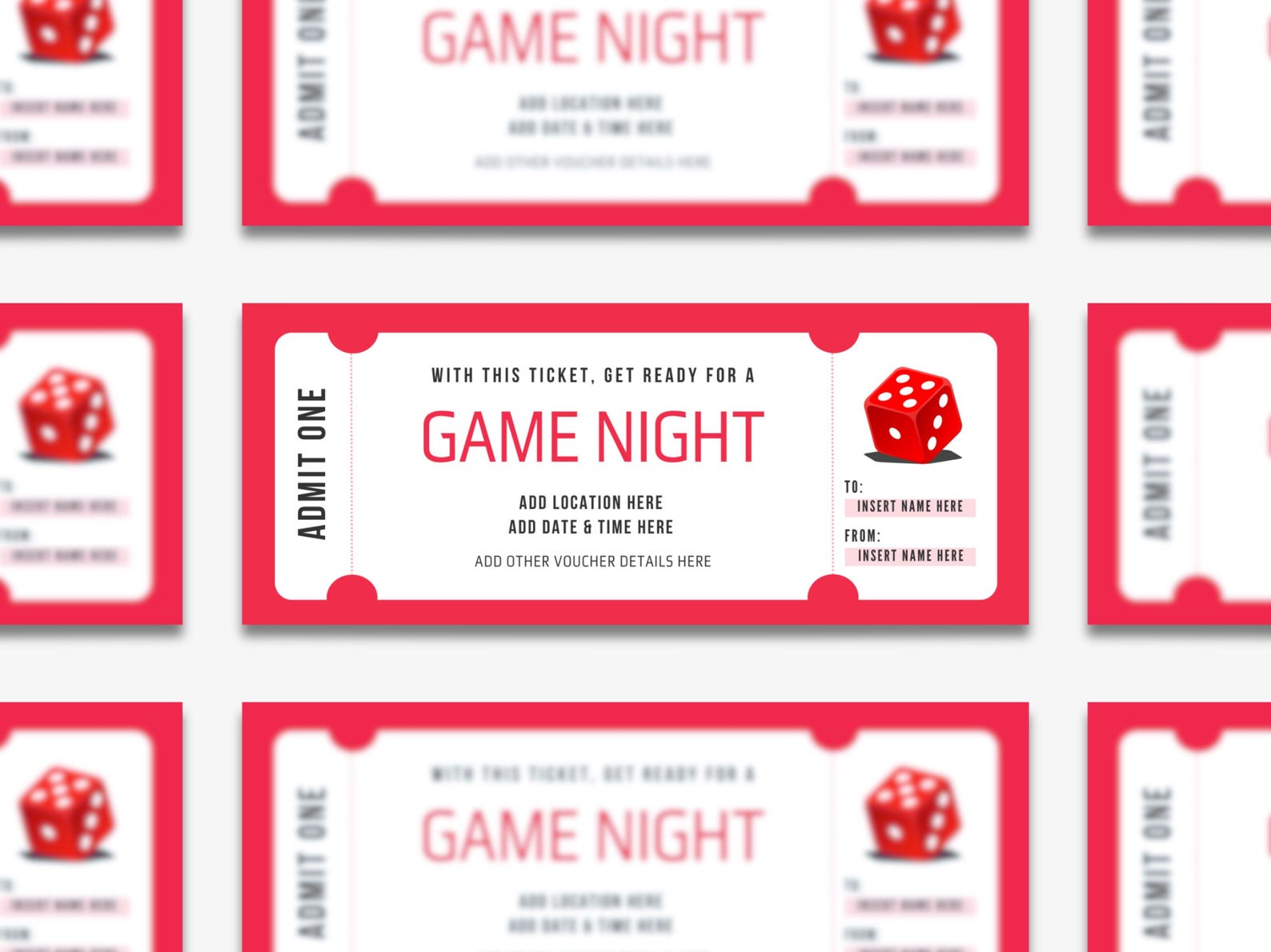 Editable Game Night Coupon, Custom Family Game Night Ticket Template ...