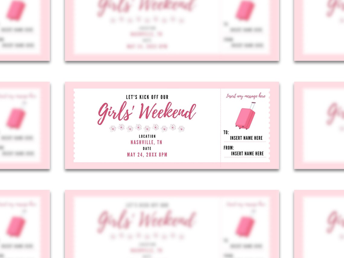 Editable Girls Trip Coupon, Girls Weekend Away Voucher, Printable Girls ...