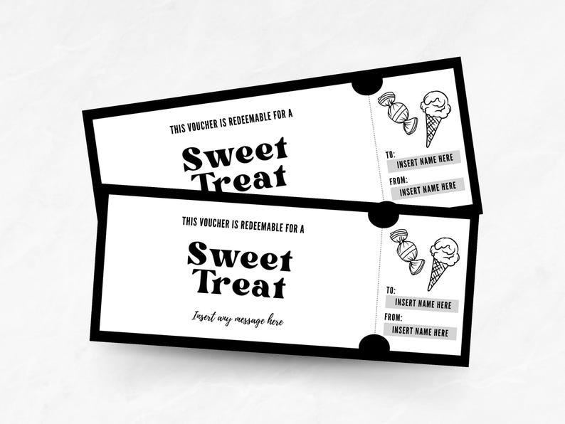 Editable Sweet Treat Coupon, Printable Dessert Ticket Template, Custom ...