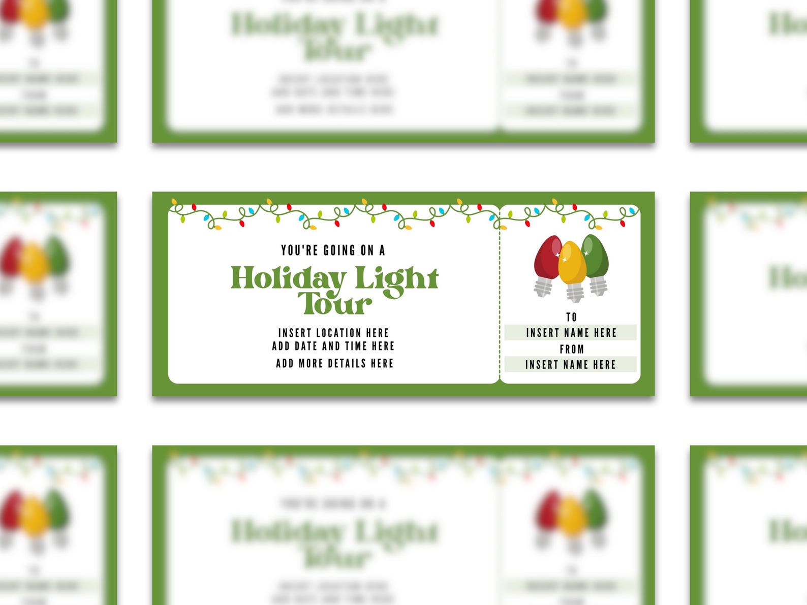 Editable Holiday Light Tour Ticket Template, Custom Christmas Light ...