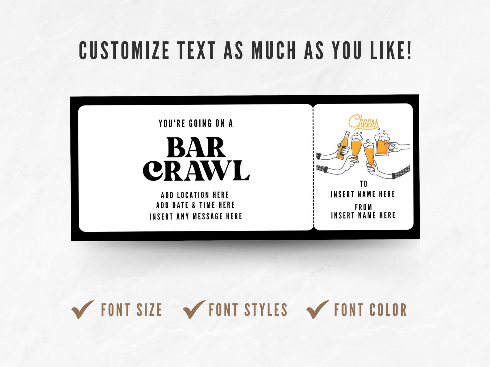 Printable Bar Crawl Coupon Template, Editable Bar Crawl Drink Ticket ...