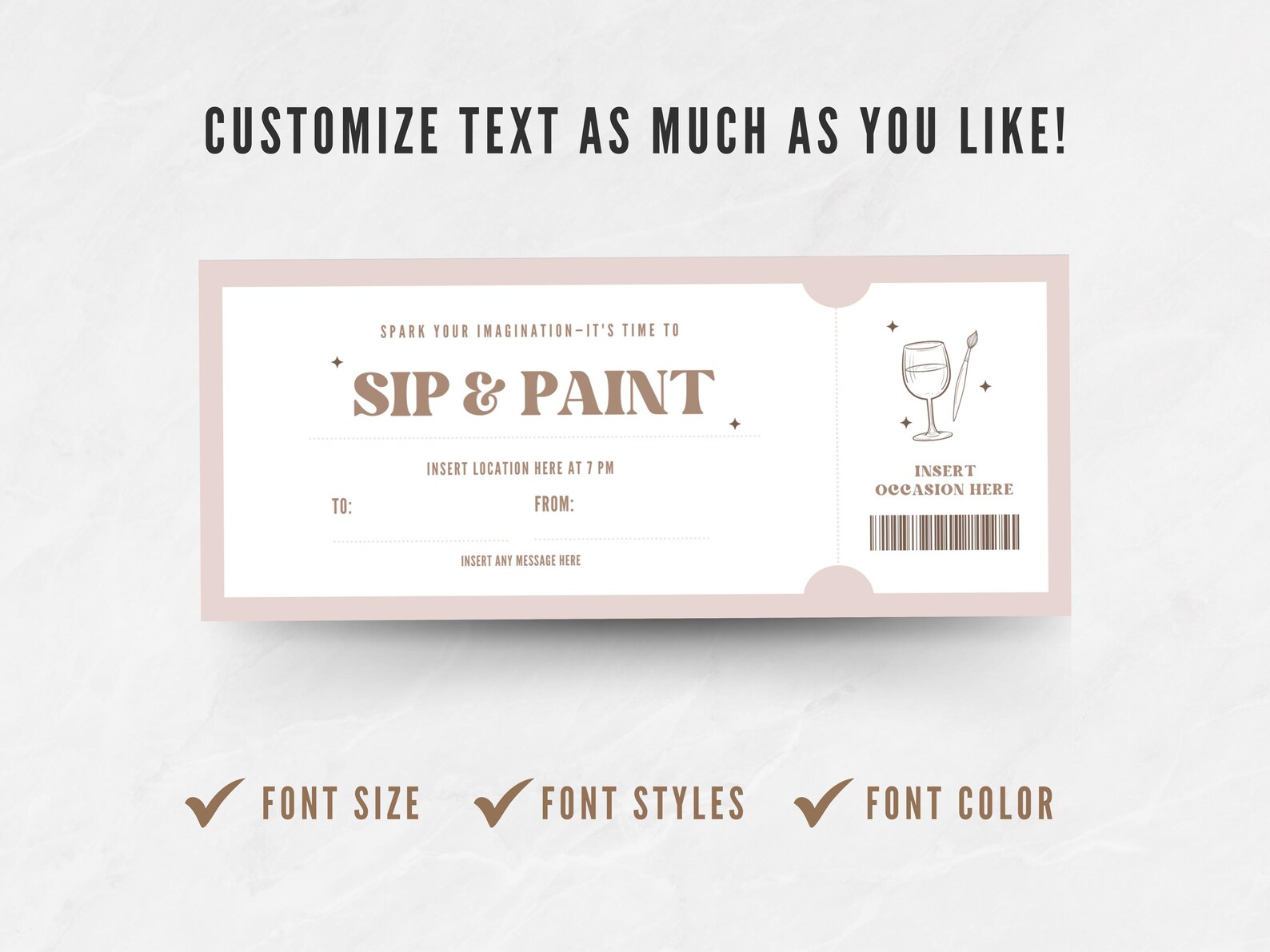 Printable Sip and Paint Party Coupon Template, Editable Wine and Paint ...