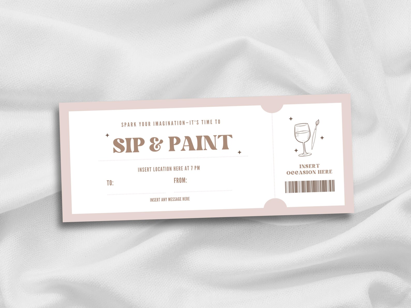 Printable Sip and Paint Party Coupon Template, Editable Wine and Paint ...