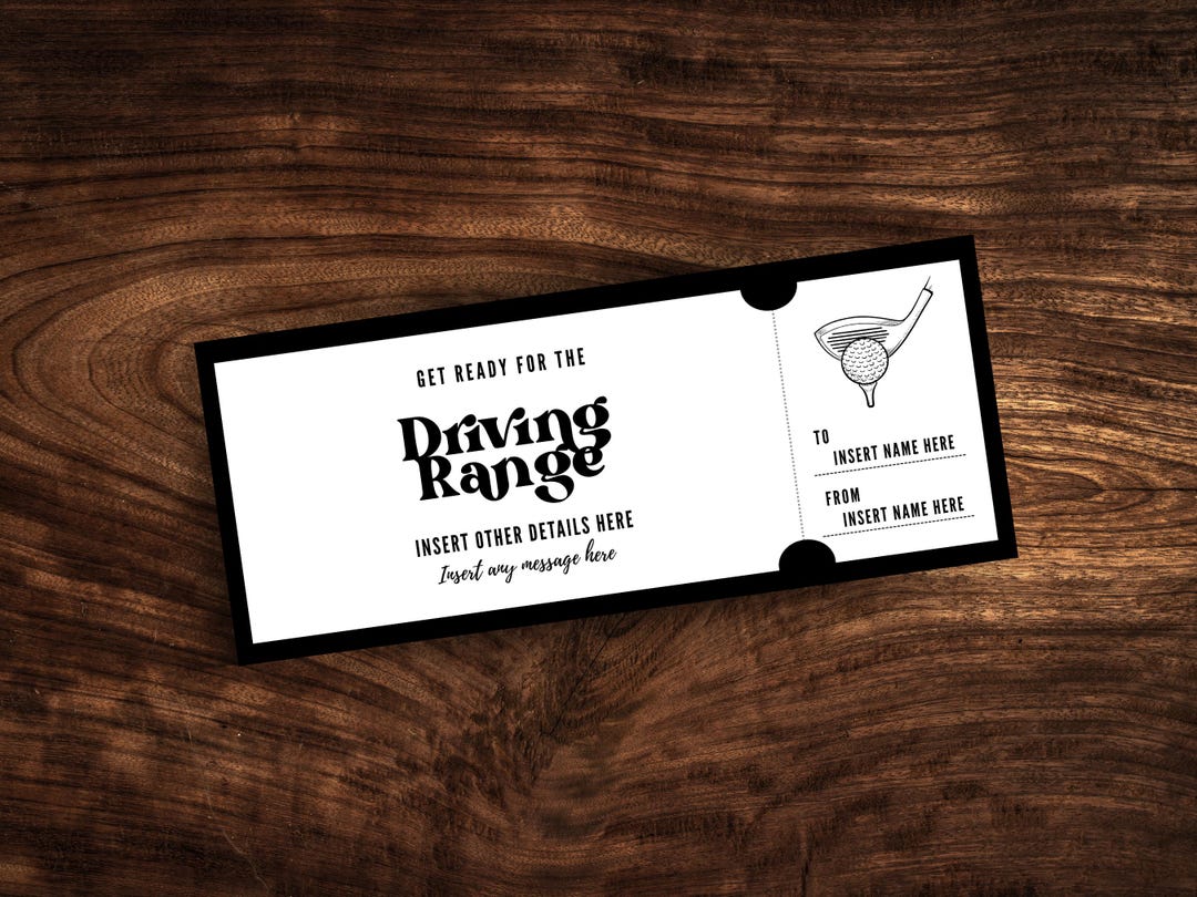 Editable Driving Range Gift Certificate, Custom Golf Driving Range ...