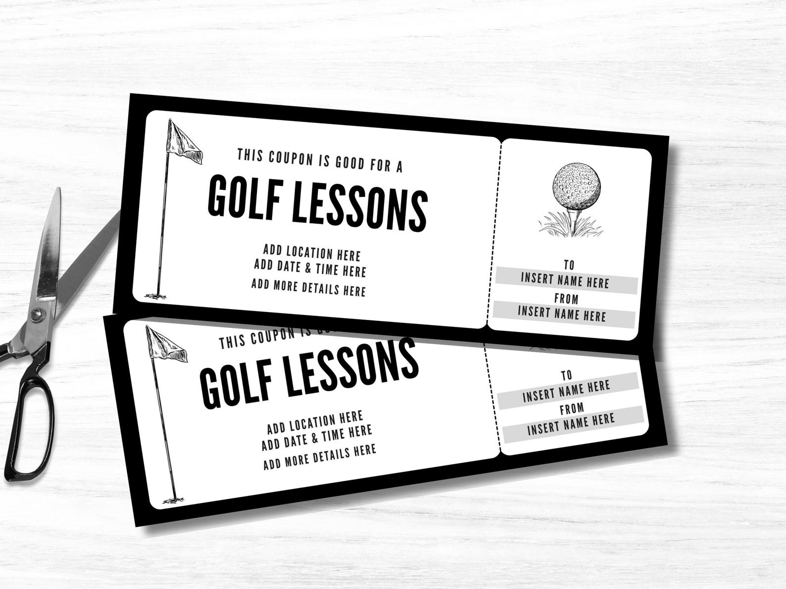 Editable Golf Lesson Gift Certificate, Custom Golf Class Coupon ...