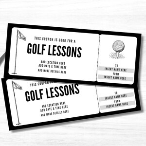 Editable Golf Lesson Gift Certificate, Custom Golf Class Coupon ...
