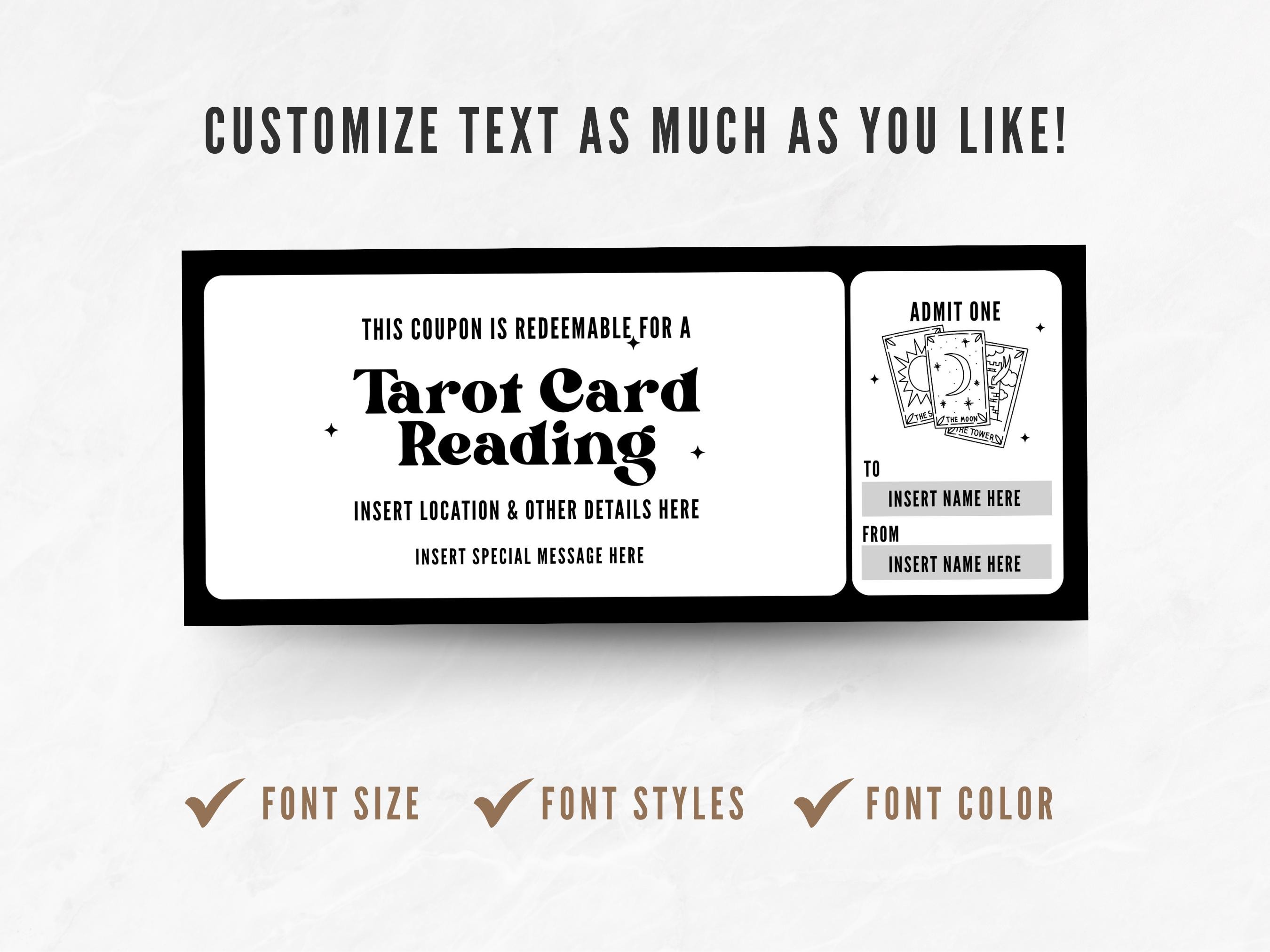 Editable Tarot Card Reading Coupon, Custom Spiritual Tarot Reading ...