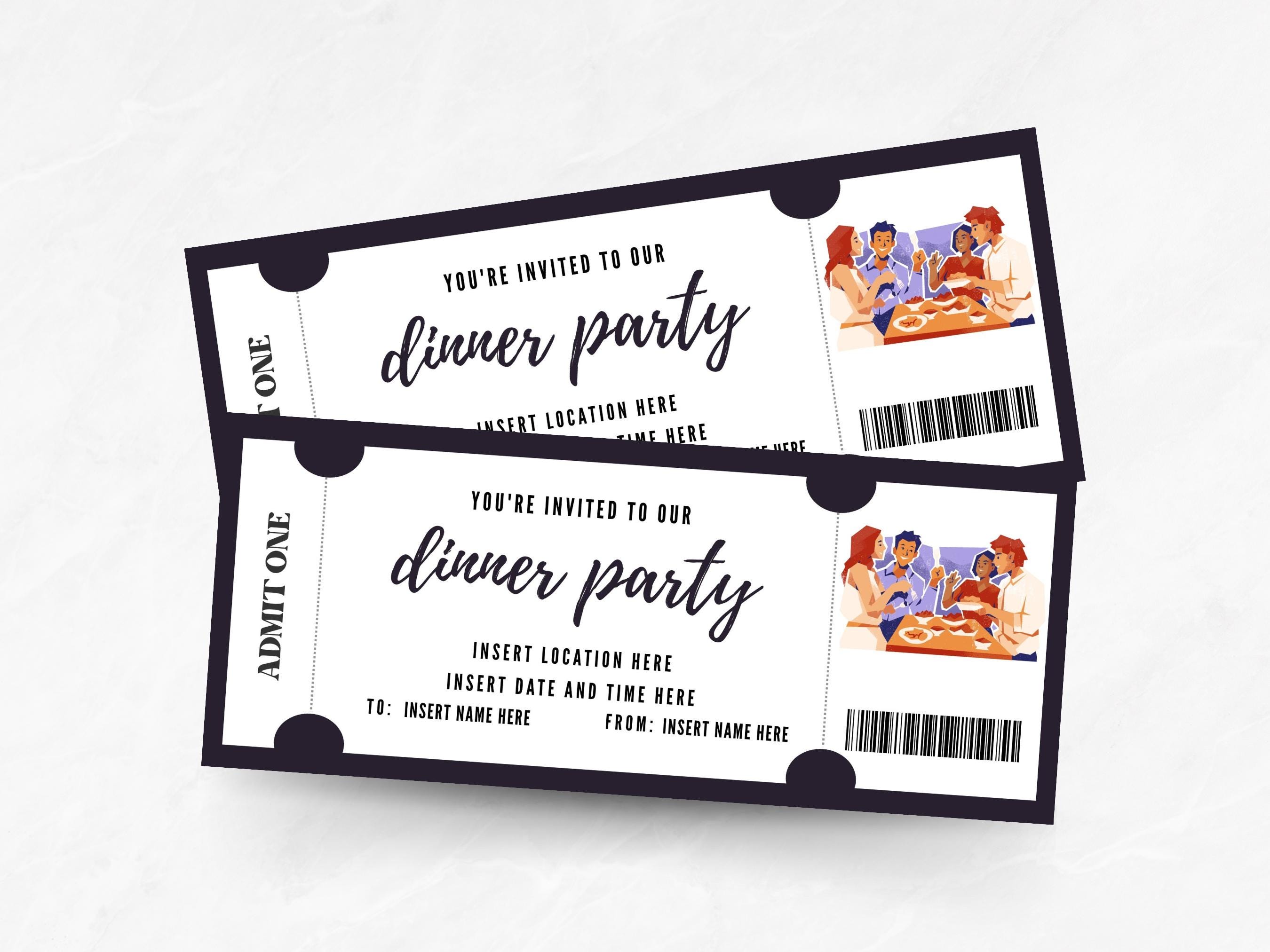 Custom Dinner Party Coupon, Printable Surprise Dinner Party Invitation ...