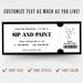 Printable Sip and Paint Party Coupon Template, Editable Wine and Paint ...