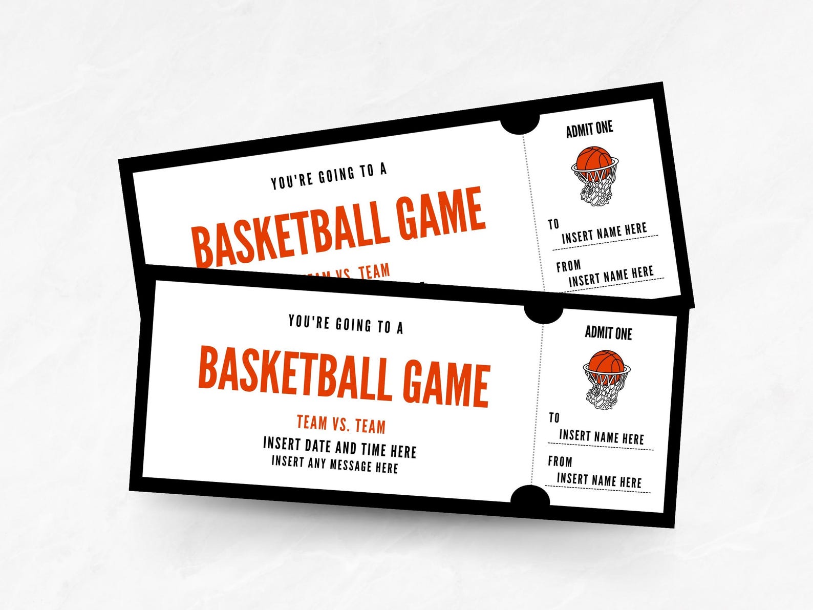 Editable Basketball Game Ticket Template, Printable Basketball Ticket ...