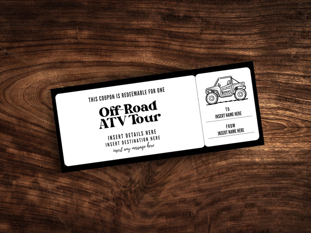 Editable Off-road ATV Tour Coupon, Custom 4-wheeler Adventure Tour ...