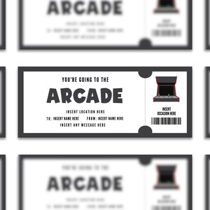 Custom Arcade Ticket Template, Editable Arcade Coupon, Surprise Video ...