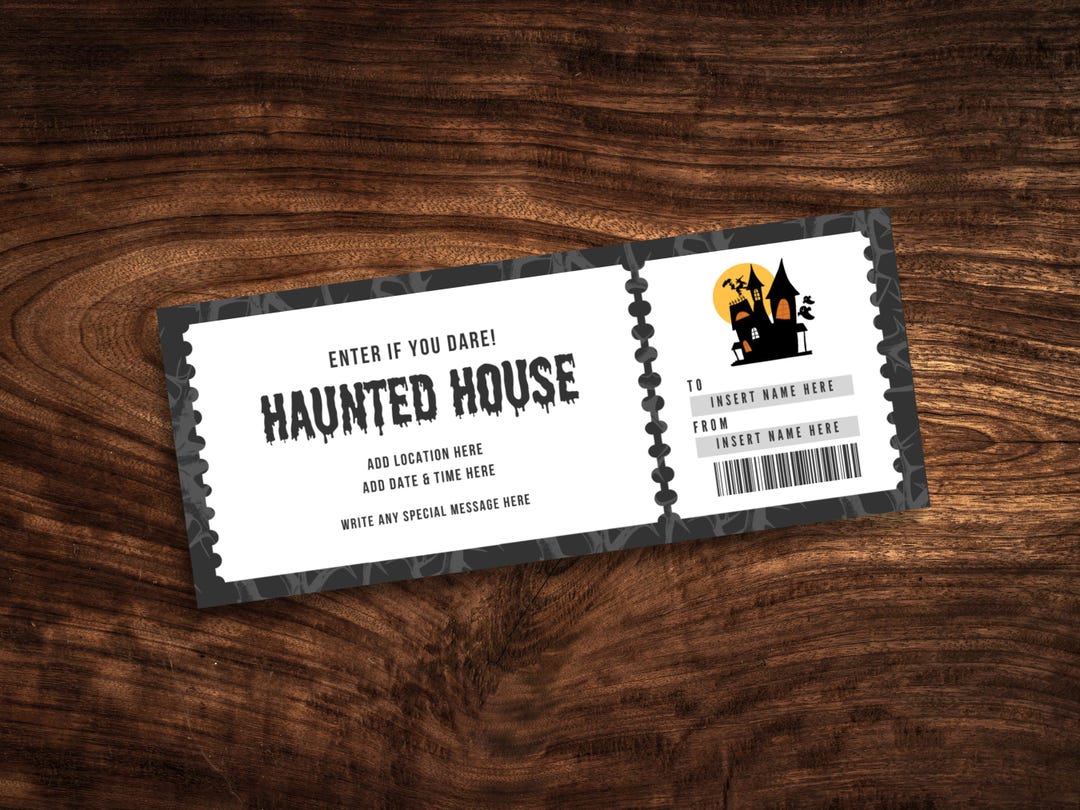 Editable Haunted House Coupon, Custom Haunted House Ticket Template ...